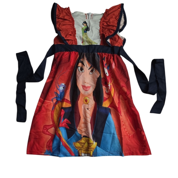 Unbranded | Dresses | Girls Mulan Character Dress Red And Blue Ruffled ...